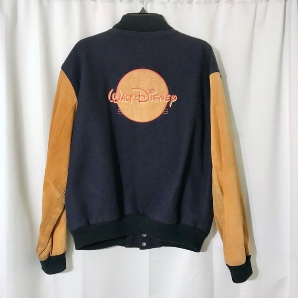 Disney | Jackets & Coats | Walt Disney Studio Leather Sleeves Varsity ...
